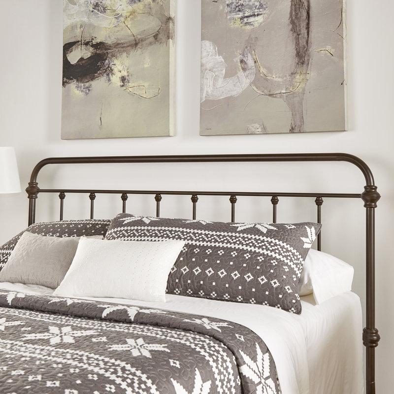 Eberhart Metal Headboard Hashtag Home Color Frosting Gray Size King